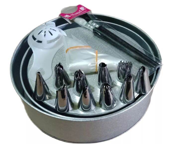 loyang kue bulat set 3 pcs loyang bulat kuas kue spuit kue paping bag ...