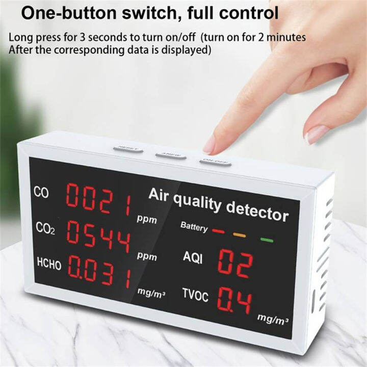 5 in1 Digital Air Quality Meter Rechargeable CO2 Air Detector Air TVOC ...