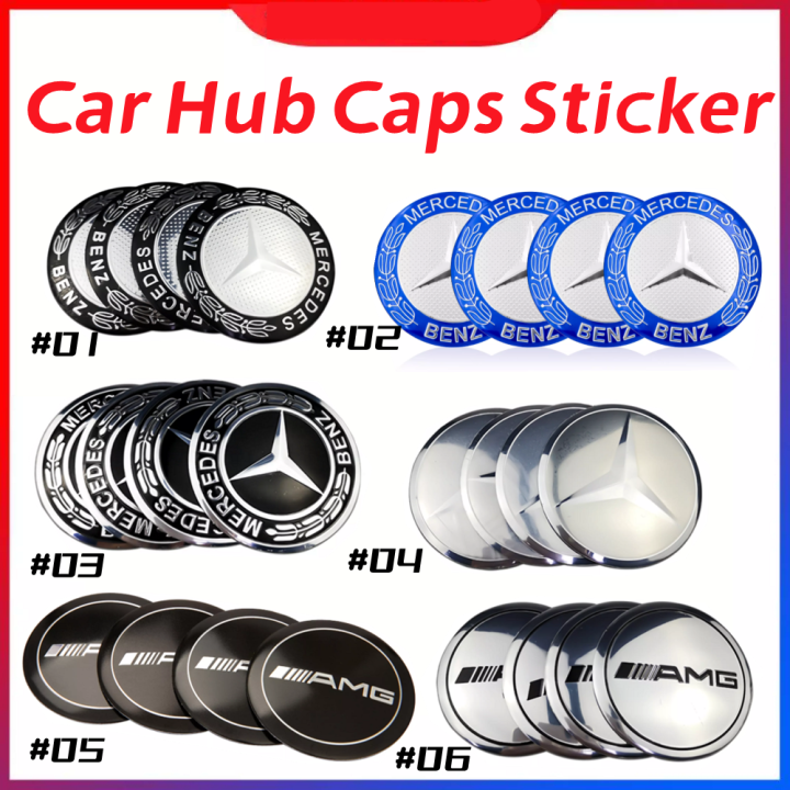 4Pcs/Set AMG Car Car Hub Caps Sticker High Quality 56mm Aluminum Badge ...