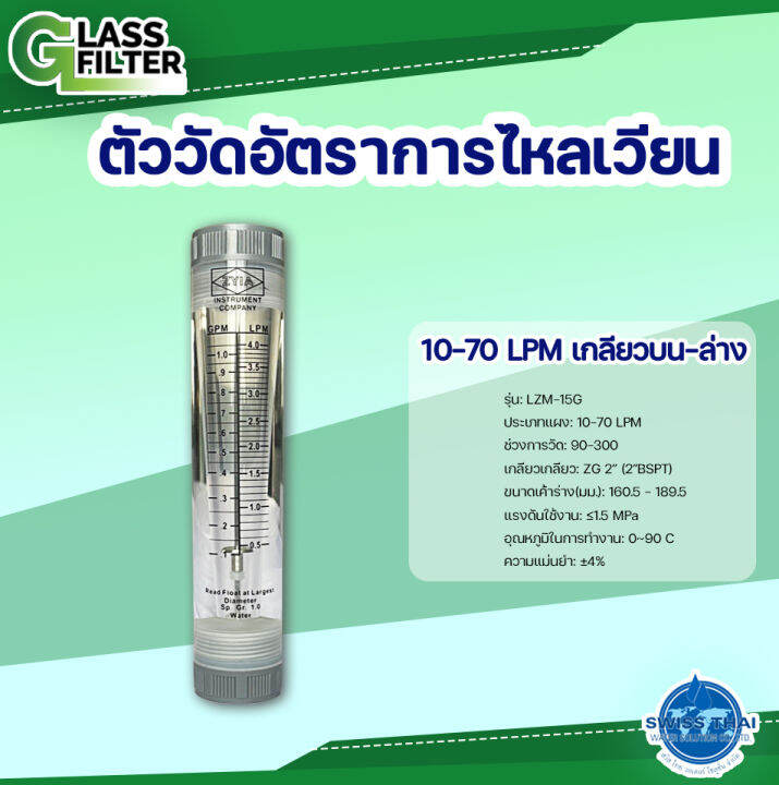 Flowrate 10-70 LPM Spiral Top-Bottom 1/2"/LZM-15G - ตัววัดอัตราการไหลเวียน 10-70 LPM เกลียวบน ...