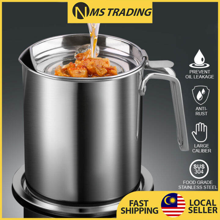 304 Stainless Steel Oil Pot Filter Cooking Oil Grease Oil Strainer ...