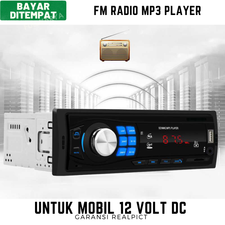 Single Din Audio Tape Mobil Universal LCD Multifungsi Bluetooth USB MP3 ...
