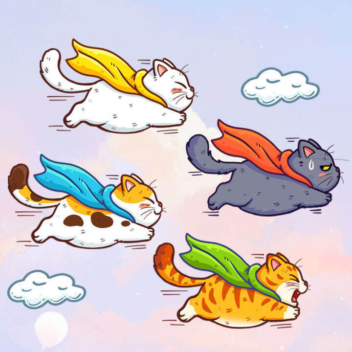 Stiker Dekorasi Mobil Kucing Kartun Lucu, Stiker Kucing Terbang Lucu ...