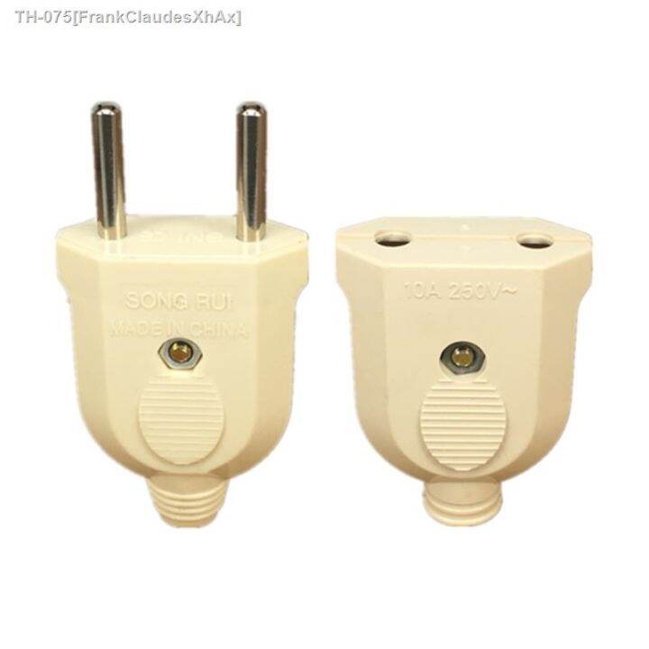 ۩ 1pc EU European 2 Pin AC Electric Power Male Plug Female Socket ...