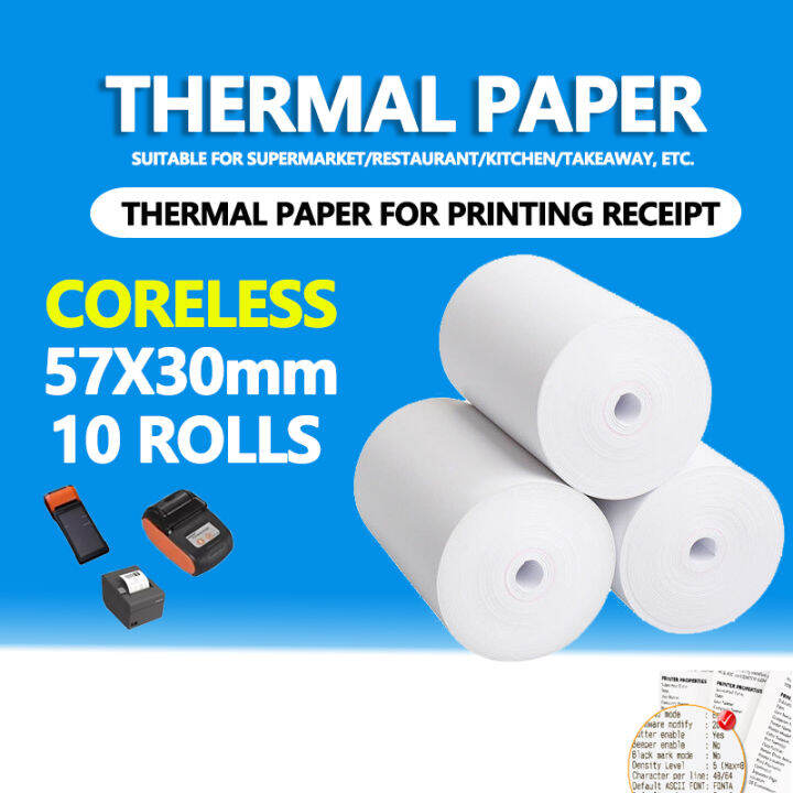 Thermal Paper for POS receipt thermal printers 57x30 (200 rolls ...
