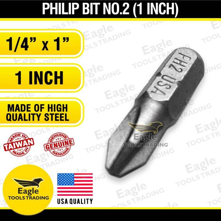 Philips Bit 1/4 inch x 1 inch 1" length Phillips Screwdriver Bit | PH2 ...