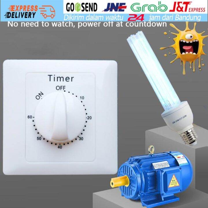 AC 220V Timer Switch Control Pump Mechanical Countdown Control Interruptor 60 Menit | Lazada ...