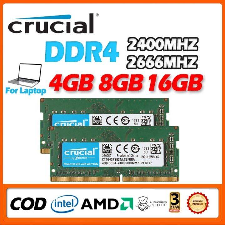 Crucial DDR4 RAM SODIMM 4GB 8GB 16G 2400MHZ 2666MHZ 1.2V For Laptop memory | Lazada PH