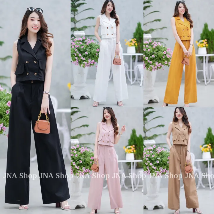 Aya_shop เสื้อผ้าแฟชั่น ชุดเข้าเซท 2 ชิ้น สีดำ ขาว เหลือง ชมพู น้ำตาล ...