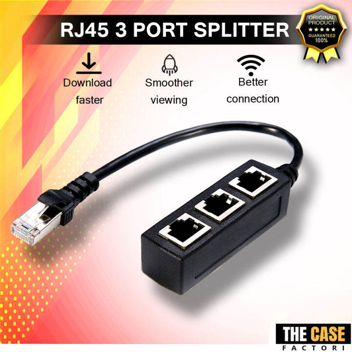TCF RJ45 Y Splitter Adapter 1 to 3 Port Ethernet Switch Cable One Male ...