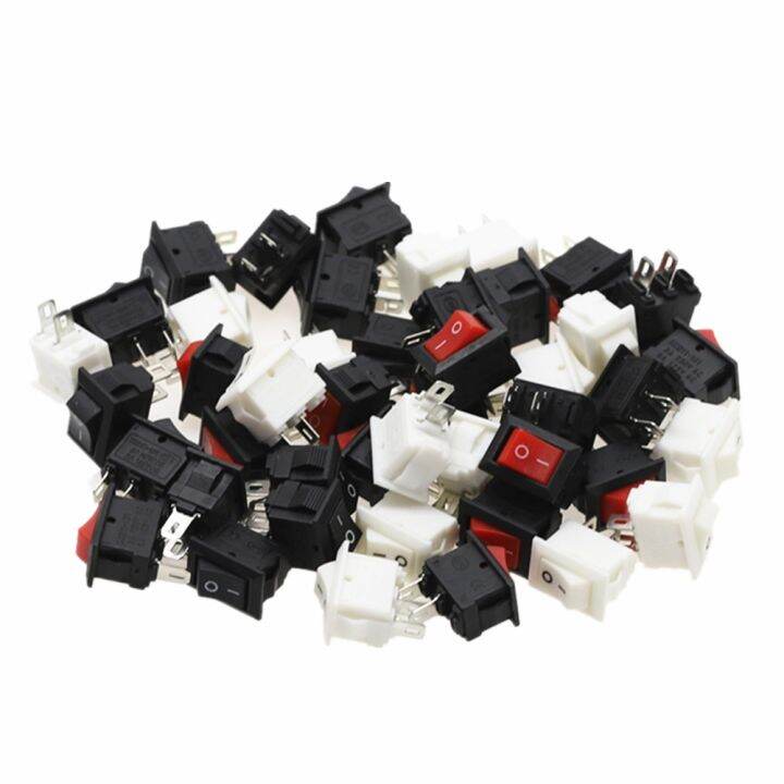 15pcs Mini Rocker Switch SPST Black and Red Snap in Switches Button AC ...