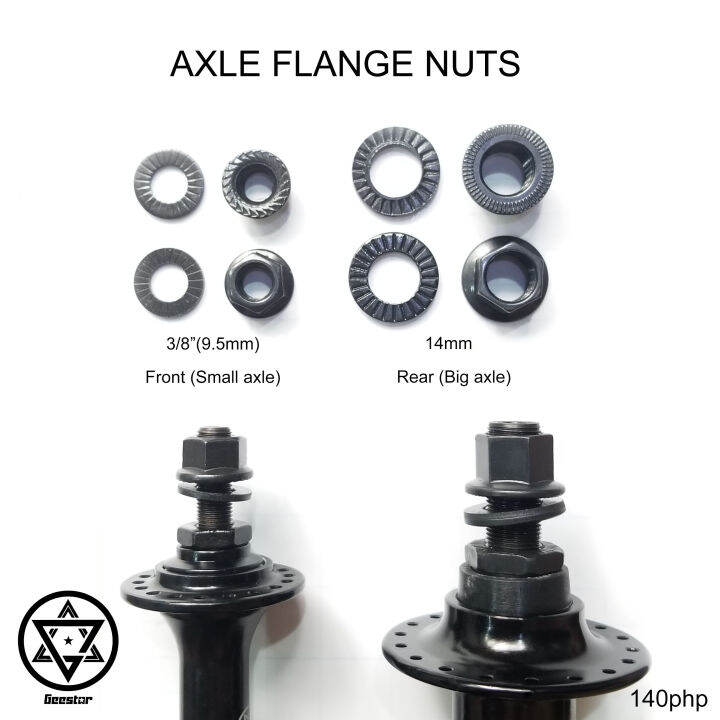 BMX Axle Nut Axle Flange Nuts 3/8" Front Small Axle 14mm Rear Big Axle ...