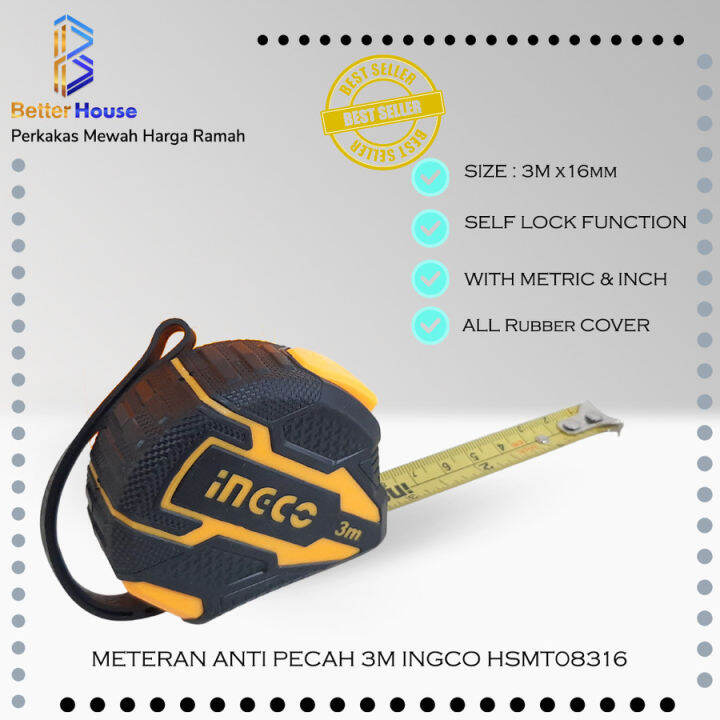 Meteran Ukur Besi 3m Meter Steel Measuring Tape (3 m) - INGCO HSMT08316 ...