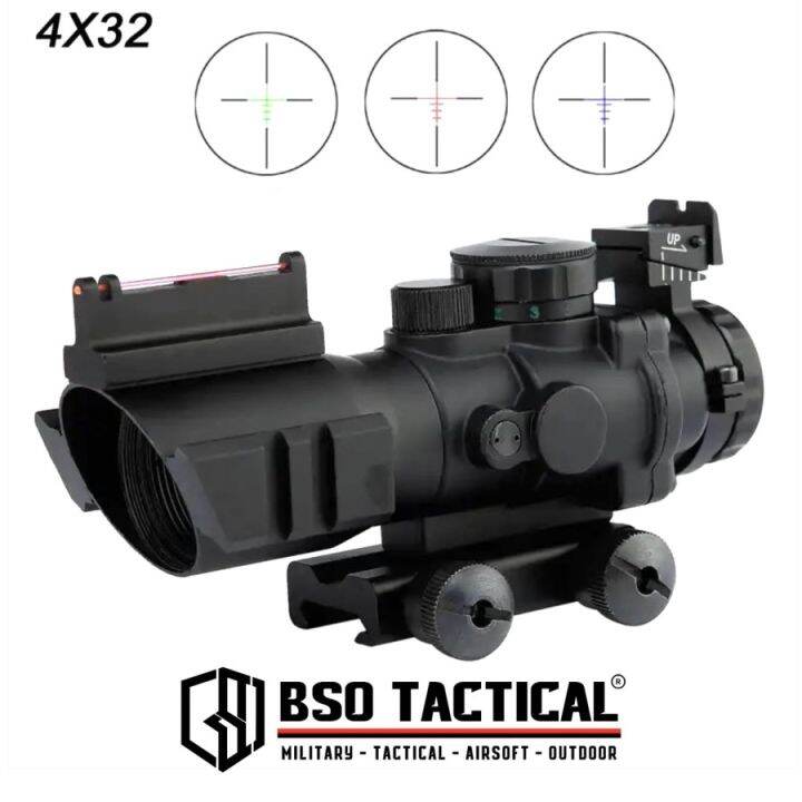 Marcool ACOG 4x32 Zoom Fiber Optic Red Green Blue Reticle Scope ...