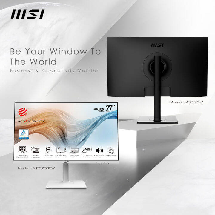 MSI Modern MD272QP / MD272QPW Monitor 27” IPS 2560x1440 (WQHD), 16:9 ...