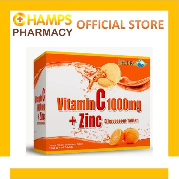 Efferzon Vitamin C 1000mg+Zinc Eff Tab - 30's [EXP 2/25] | Lazada