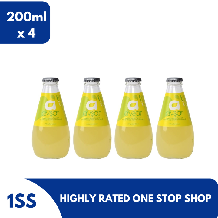 Avsar Sparkling Lemon Flavored Natural Mineral Water, 200ml set of 4 ...