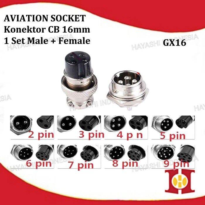 Aviation Plug Connector Konektor CB GX16 2 3 4 5 6 7 8 Pin Male Female | Lazada Indonesia