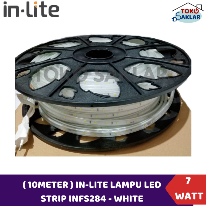 ( 10meter ) Inlite Lampu Led Strip Ac 220V IP65 7w INFS284 + soket ...