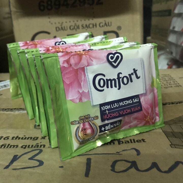 Combo 6 dây nước xả vải Comfort 1 lần xả hương Vườn Xuân gói 20ml - dây 10 gói - nước xả quần áo ...