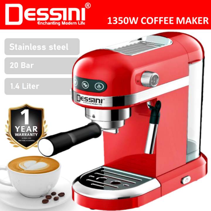 DESSINI ITALY 20 Bar 1.4L Espresso Coffee Maker Brew Froth Cappuccino ...