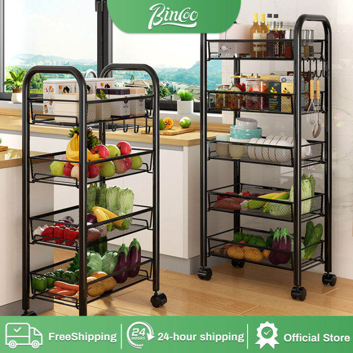 Kitchen trolley cart 3/4/5 Tier Metal utility trolley cart Storage Rack ...