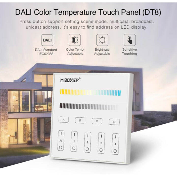 Miboxer DALI Color Temperature Dimming 3 in1 Controller 86 Touch Panel Single Colo CCT RGB RGBW ...
