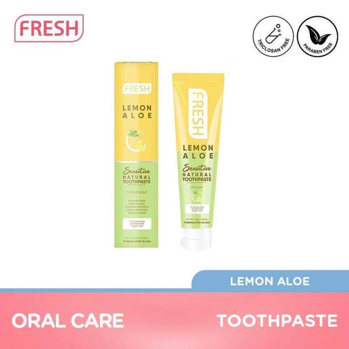 Fresh Lemon Aloe Sensitive Natural Toothpaste (120ml) - For Sensitive ...