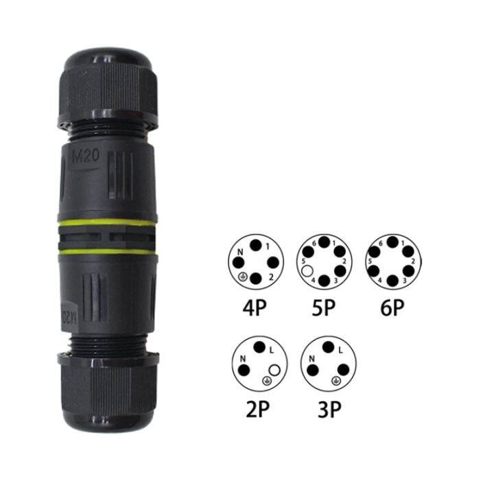 IP68 M20 Waterproof Cable Connector 2/3/4/5/6 Pin Screw Wiring Terminal ...