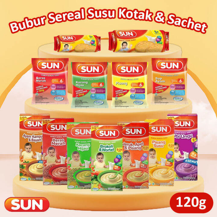 SUN Bubur Susu Sereal Kotak Dan Sachet 120 Gram / SUN Marie Biskuit ...