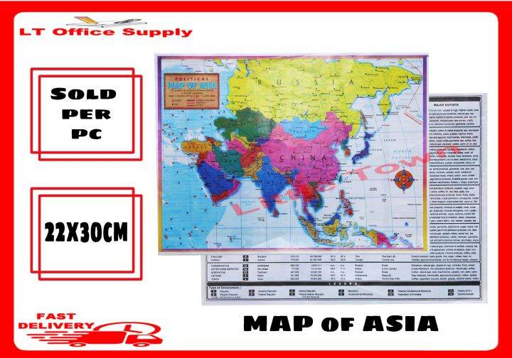 LT OFFICE Asia Map / Asian regions and nations chart map | Lazada PH