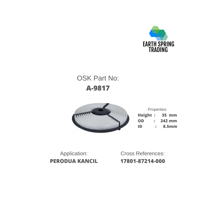 OSK AIR FILTER for PERODUA KANCIL 17801-87214-000 | Lazada