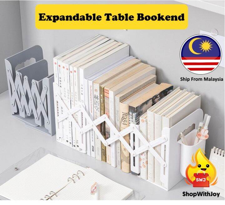 【ShopWithJoy】 Expandable Book Stand Bookends Bookshelf Book Rack ...