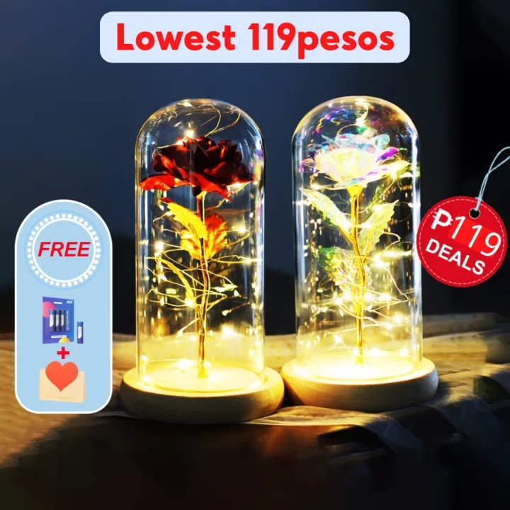 Galaxy rose with box Eternal rose with led light Rose dome Glass Dome ...