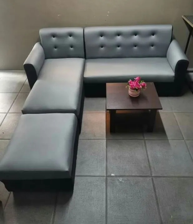 SALA SET L SHAPE LIGHT GREY FABRIC WITH CENTER TABLE | Lazada PH