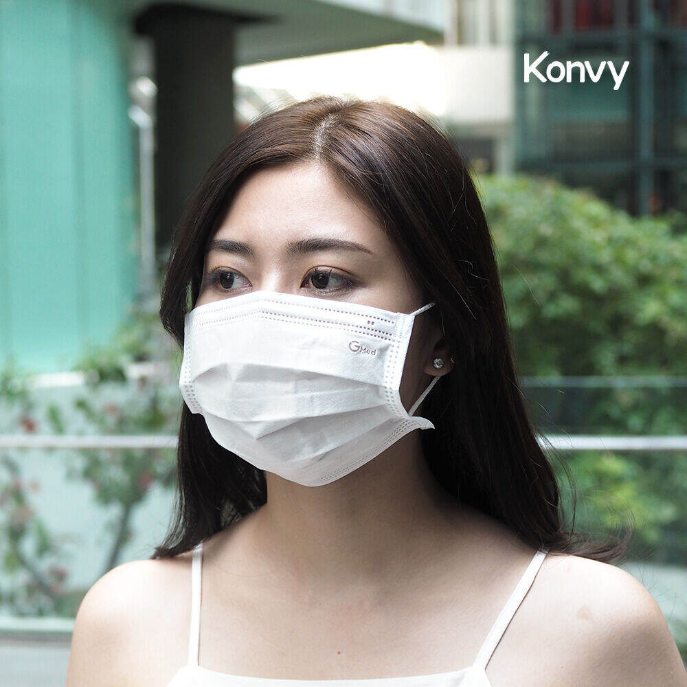 GMed Medical Earloop Face Mask #White [50pcs] จีเมด หน้ากากอนามัยใช้ครั้งเดียว ชนิดคล้องหู ...