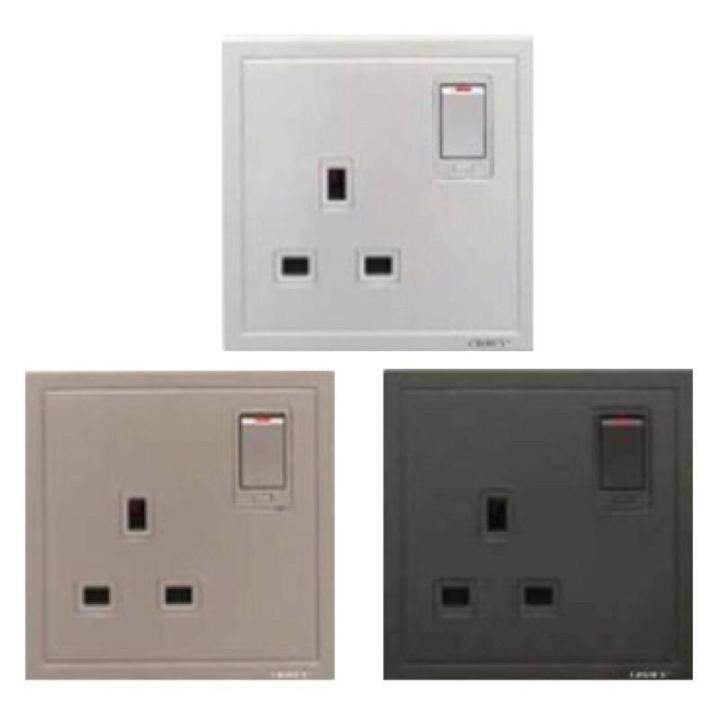 Crown 13A Colour switch socket CM 613S Matt black colour | Lazada