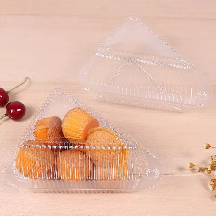 100pcs Clear Triangle Cake Box with hinged Clamshell Package*EASYHOME ...