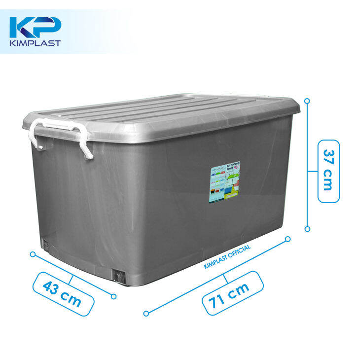 KIMPLAST BOX Container 90 Liter Silver/ Dengan Pegangan Handle / Box ...