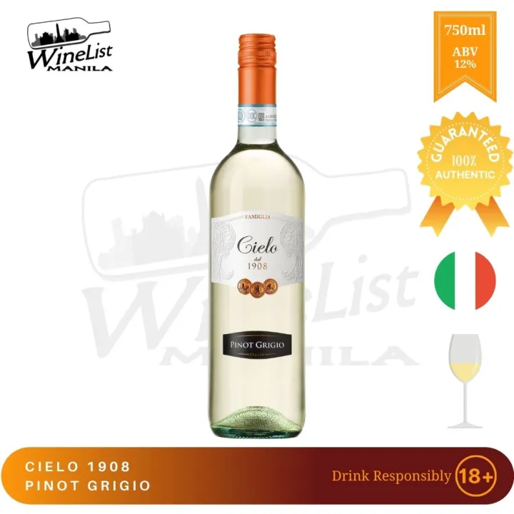 Cielo 1908 Classic Pinot Grigio | Delle Venezie, Italy | Italian White Wine 750ml | Lazada PH