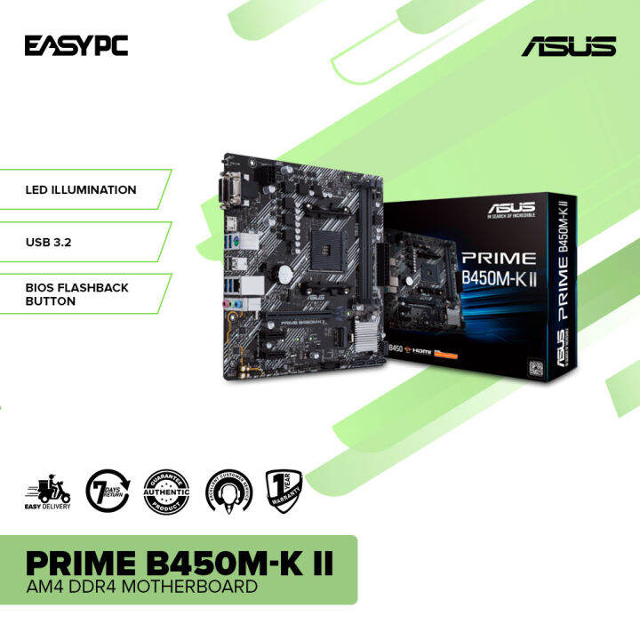 EasyPC | ASUS Prime B450M-K II AM4 MATX for factor BIOS flashback USB 3.2 AMD AM4 socket for AMD ...