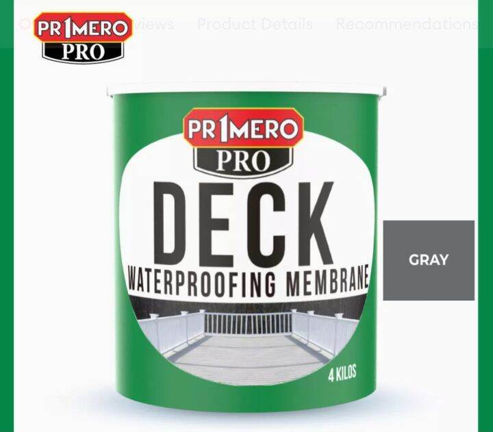 Primero Pro Deck Waterproofing Membrane 4kg Gray | Lazada PH