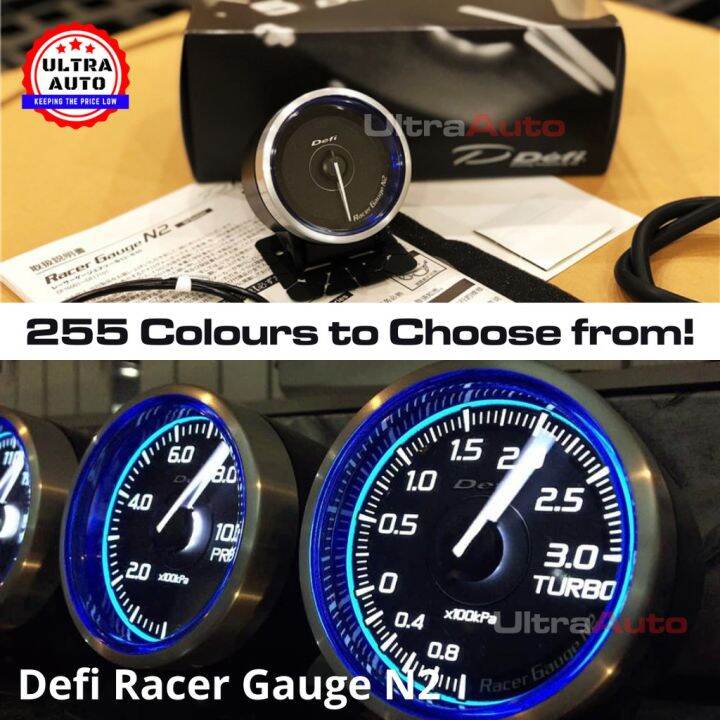 (Defi Racer Gauge N2)60MM Blue 255 Mechanical Meter Gauge Water Oil Temp Press RPM Volt Boost ...