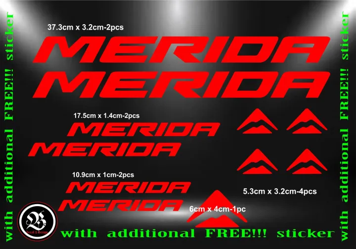 MERIDA bike decals/sticker(color: red glossy) - 1set | Lazada PH