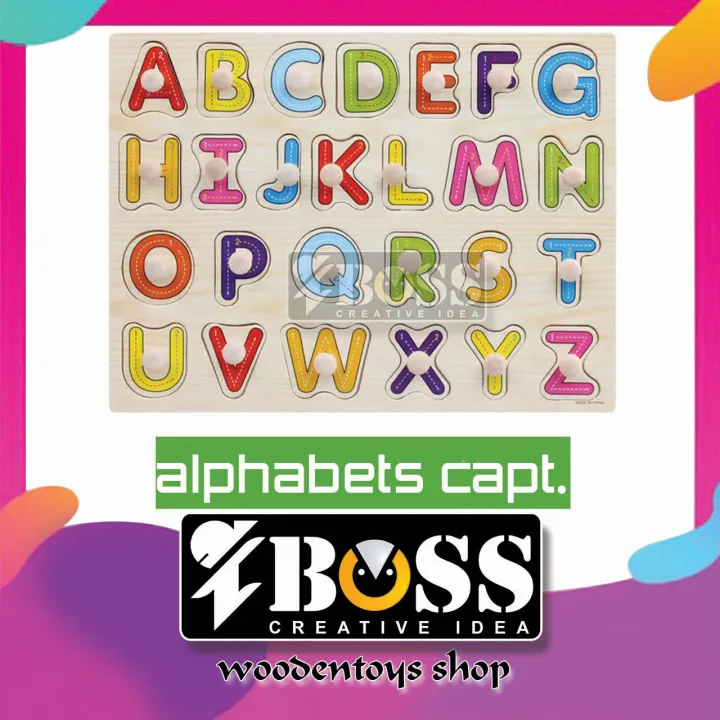 IBOSS Alphabet Peg Puzzle Colorful 3D Embossed Chunky Alphabet Letter ...