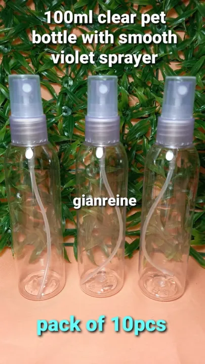 pack of 10pcs 100ml round pet plastic bottle with smooth violet sprayer ...