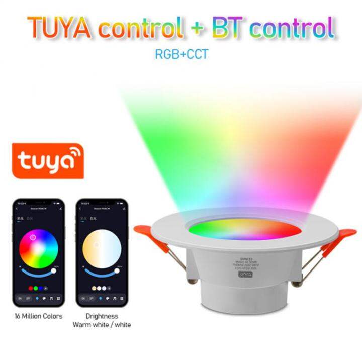 10วัตต์ Tuya RGB จุดไฟ LED สมาร์ทดาวน์ไลท์บลูทูธจุด Celling โคมไฟ ...