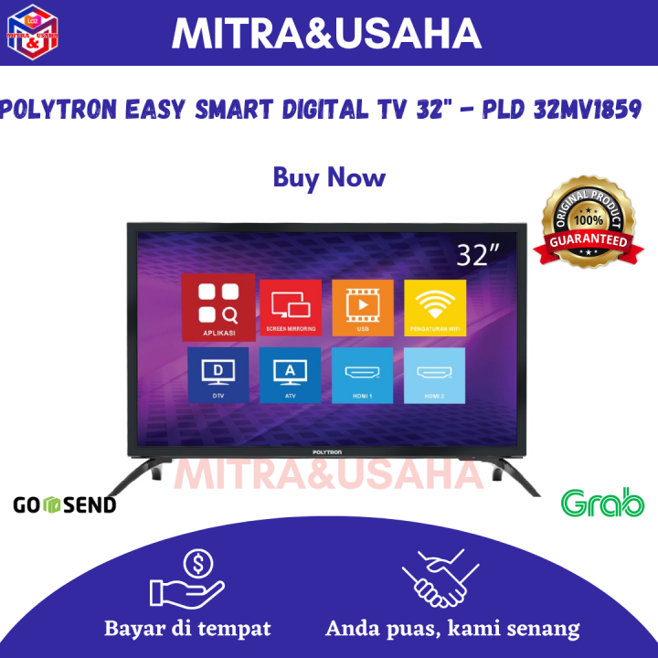 POLYTRON PLD-32MV1859/32CV1869 EASY SMART LED TV 32 INCH - BERGARANSI ...