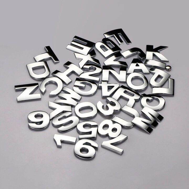 Silver Metal DIY 3D Alphabet Letter Digital Number Car Emblem Sticker 1 ...