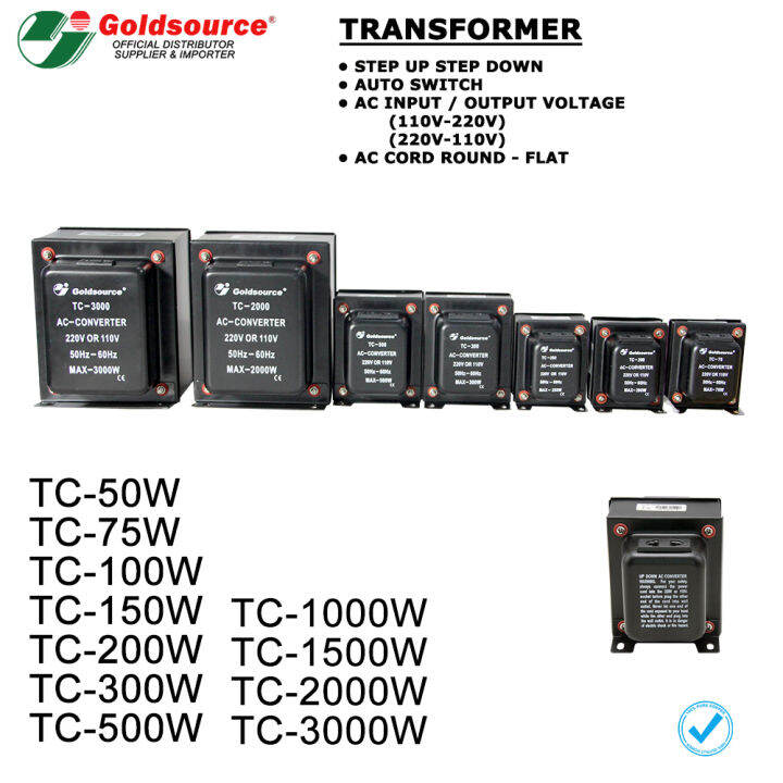 GOLDSOURCE TRANSFORMER STEP UP/DOWN WITH FUSE WITH UNIVERSAL OUTLET ...